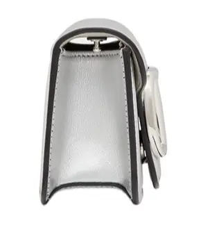Valentino Garavani Small Locò Shoulder Bag In Metallic Calfskin - Silver