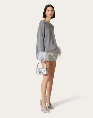 Valentino Garavani Small Locò Shoulder Bag In Metallic Calfskin - Silver