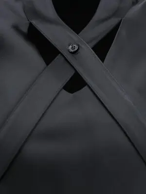 Off-White V-neck Open-back Midi Dress - Black