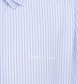Dior Striped Collared Long-sleeve Shirt