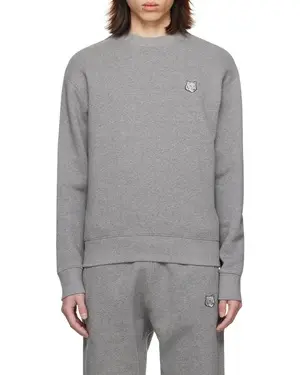 Maison Kitsuné Fox Head Patch Crewneck Sweatshirt - Gray