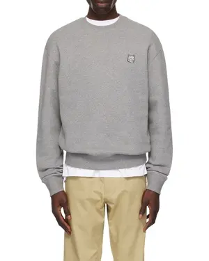 Maison Kitsuné Fox Head Patch Crewneck Sweatshirt - Gray