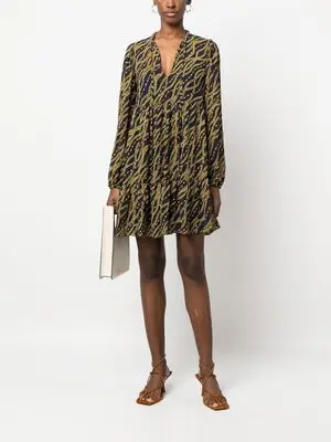 Michael Kors Long Sleeve V-neck Mini Dress