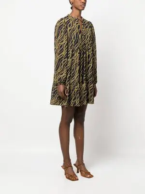 Michael Kors Long Sleeve V-neck Mini Dress