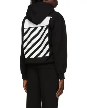 Off-White Diagonal Stripe Detail Hoodie - Black