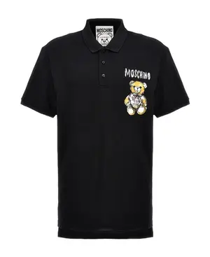 Moschino Teddy Bear-motif Short Sleeved Polo Shirt - Black