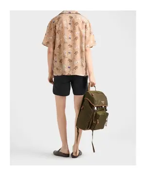 Prada Pattern-printed Short-sleeved Shirt - Bean Paste Color