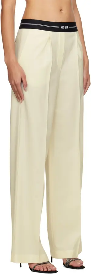 MSGM Wide-leg Logo Waistband Trousers