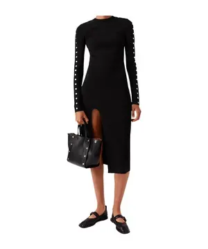 Stella McCartney Long Sleeve Ribbed Slit Dress