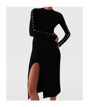 Stella McCartney Long Sleeve Ribbed Slit Dress
