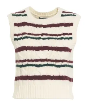 Polo Ralph Lauren Cable-knit Striped Vest - Cream And Multicolour