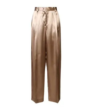 Fabiana Filippi Straight-leg Satin Trousers - Brown