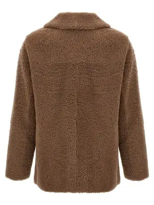 Max Mara Futura Double-breasted Short Coat In Curly Sheepskin