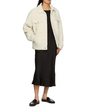 ANINE BING Bar Fluted Satin Midi Skirt