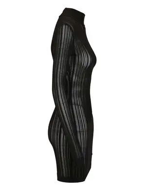 AMAZUIN Lydia Ribbed Sheer Turtleneck Mini Dress