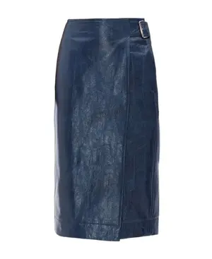Bottega Veneta Embossed Leather Midi Skirt