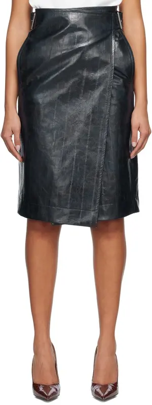 Bottega Veneta Embossed Leather Midi Skirt