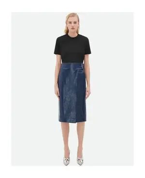 Bottega Veneta Embossed Leather Midi Skirt