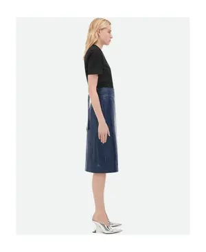 Bottega Veneta Embossed Leather Midi Skirt