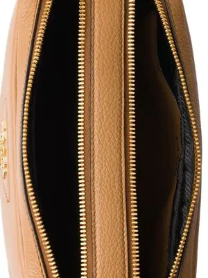Prada Logo Detailed Zipped Crossbody Bag - Brown