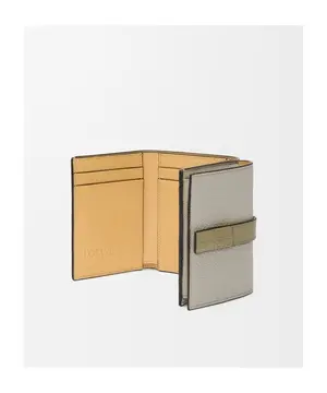 Loewe Trifold Wallet In Soft Grained Calfskin - Shell Grey/eucalyptus