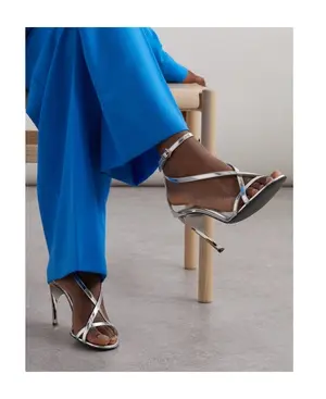 Alexander McQueen Silver Strappy Heeled Sandals
