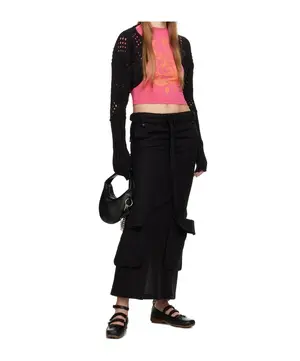 OPEN YY Canvas Cargo Skirt With Lace-up Detail