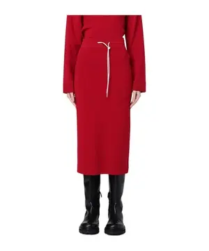 Patrizia Pepe Knitted Midi Skirt With Drawstring And Back Slit