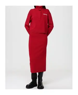 Patrizia Pepe Knitted Midi Skirt With Drawstring And Back Slit