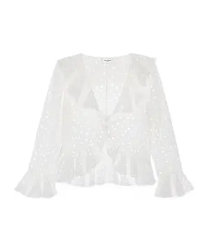 Saint Laurent Saint Laurent Embroidered Cut-Out Long-Sleeved Blouse No