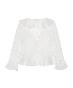 Saint Laurent Embroidered Cut-out Long-sleeved Blouse