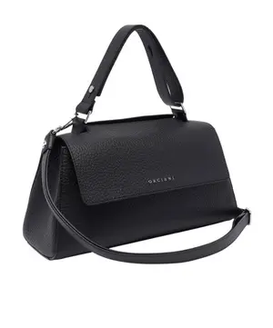 Orciani Sveva Longuette Shoulder Bag With Logo Lettering - Black