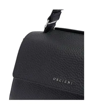 Orciani Sveva Longuette Shoulder Bag With Logo Lettering - Black