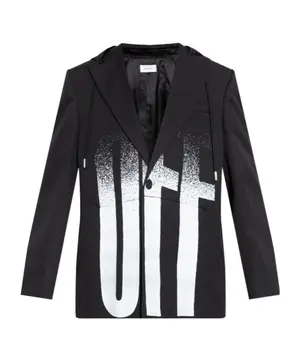 Off-White Logo Printed Hooded Jacket - Black