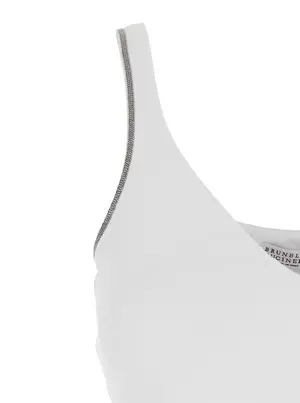 Brunello Cucinelli Monili Embellished Tank Top - White