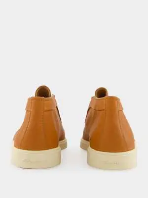 Santoni Leather Slip-on Boots - Light Brown