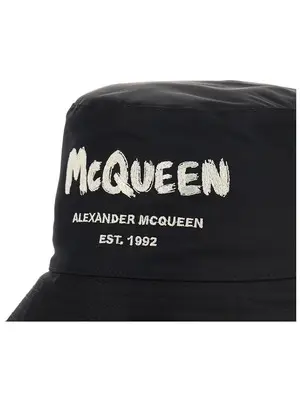 Alexander McQueen Graffiti Logo Bucket Hat - Black