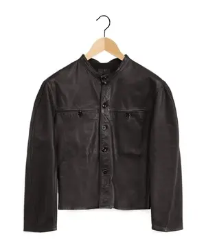 LEMAIRE Curved Sleeve Leather Jacket