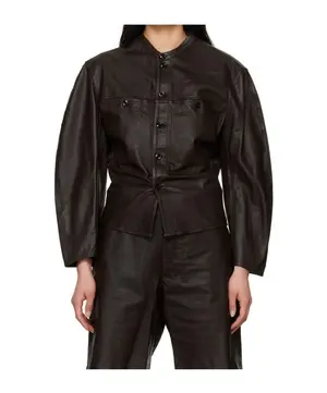 LEMAIRE Curved Sleeve Leather Jacket