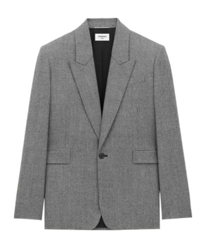 Saint Laurent Prince Of Wales Wool Flannel Blazer - Gray