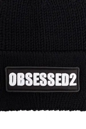 Dsquared2 Logo Patch Ribbed Knit Beanie