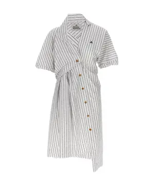 VIVIENNE WESTWOOD Natalia Orb Embroidered Striped Midi Dress