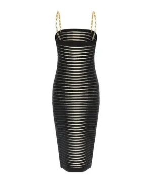Elisabetta Franchi Striped Degrade Dress With Chain Straps