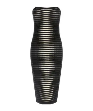 Elisabetta Franchi Striped Degrade Dress With Chain Straps