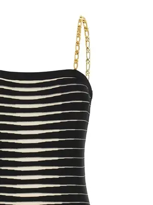 Elisabetta Franchi Striped Degrade Dress With Chain Straps