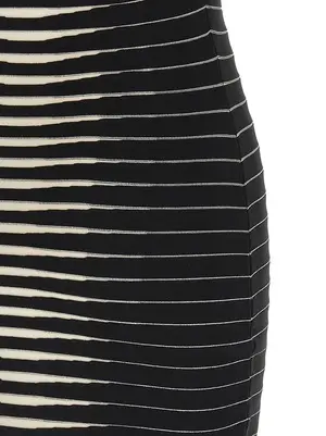Elisabetta Franchi Striped Degrade Dress With Chain Straps