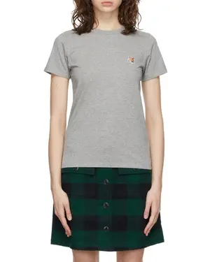 Maison Kitsuné Grey Fox Embroidery T-shirt - Gray
