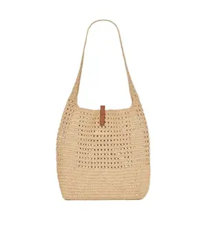 Saint Laurent Woven Raffia Shoulder Bag - Natural