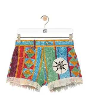 Loewe Embellished Denim Shorts - Multi-color