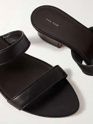 THE ROW Open Toe Low Heel Sandals - Black